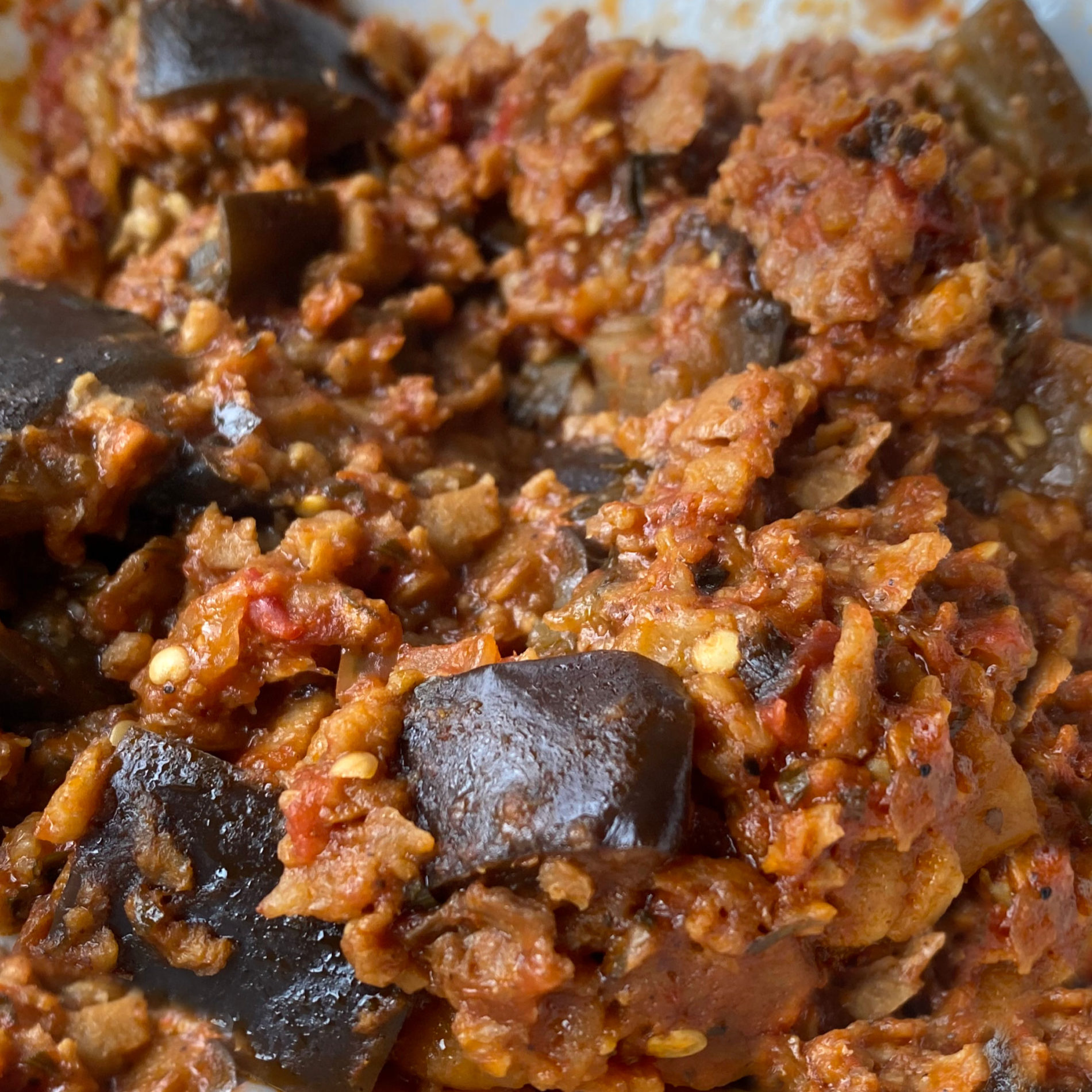 Eggplant & Meatless Crumbles - The Busy Vegetarian