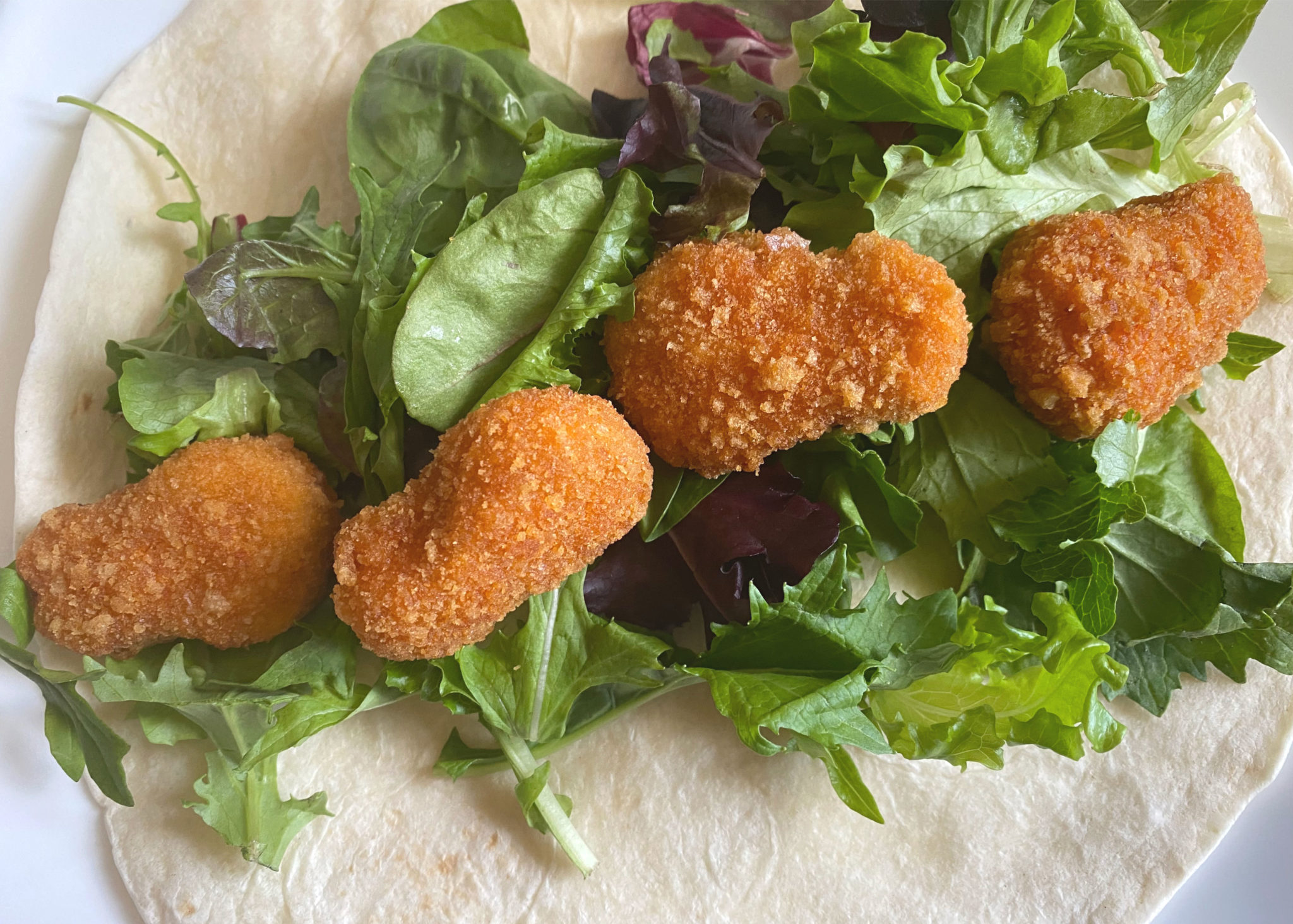 Meatless "Chicken Nugget" Wrap - The Busy Vegetarian